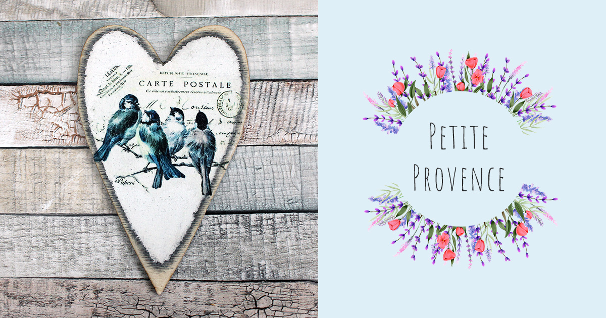 Srdce velké - motiv ptáčci - PetiteProvence.cz